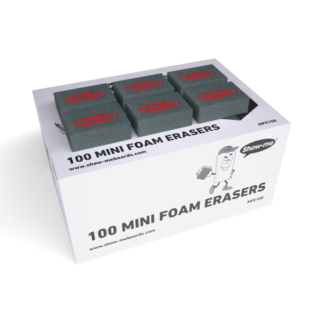 Value bulk pack of 100 Show-me Mini Foam Erasers for use on all drywipe ...